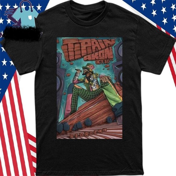 Unbranded | Tops | Tpain Akon October 3 2024 Red Rock Poster Shirt ...